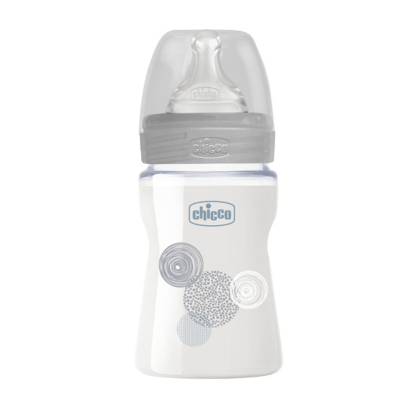 Chicco WB staklena flašica 150ml, silikon, siva