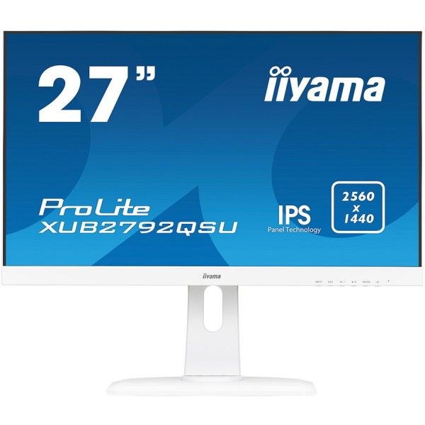 IIYAMA Monitor Prolite, 27'' WHITE, ETE ULTRA SLIM LINE, 2560x1440 WQHD, IPS, 5ms, FreeSync, 13cm height adj. stand, 350cdm˛, VGA, HDMI, DisplayPort, Speakers, USB-HUB(2x3.0) ( XUB2792QSU-W1 )