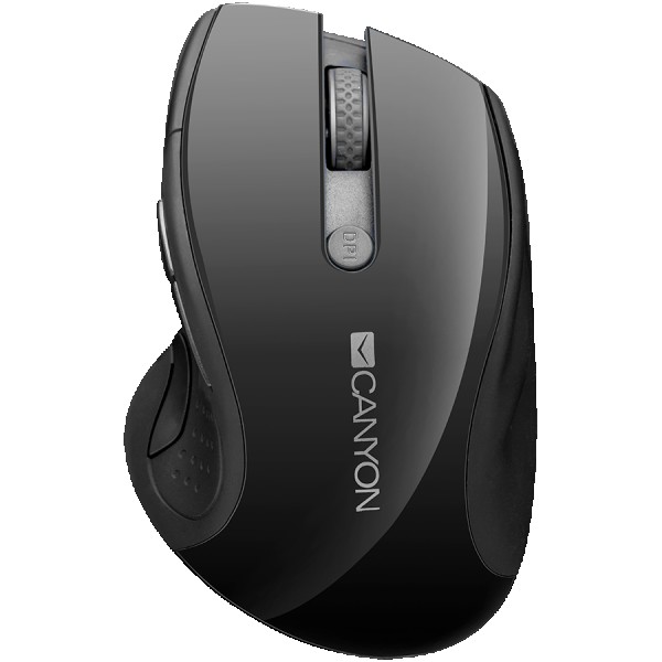 CANYON 2.4GHz wireless mouse with 6 buttons, optical tracking - blue LED, DPI 100012001600, Black pearl glossy, 113x71x39.5mm, 0.07kg ( CNS-CMSW01B )