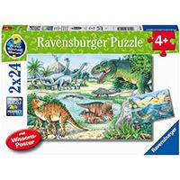 Puzzle 2x24 dela Dinosaurusi i njihovo stanište Ravensburger 05128