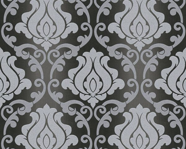 A.S. Création Wallpaper «Baroque, Black, Grey, Metallic, Silver» 348604