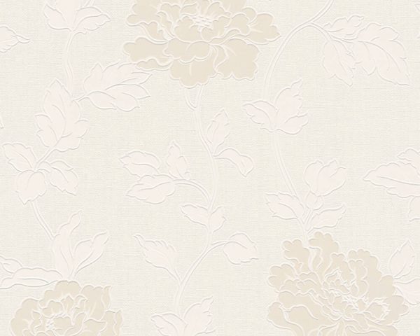 A.S. Création Wallpaper «Flowers, Beige, Cream, White» 366952