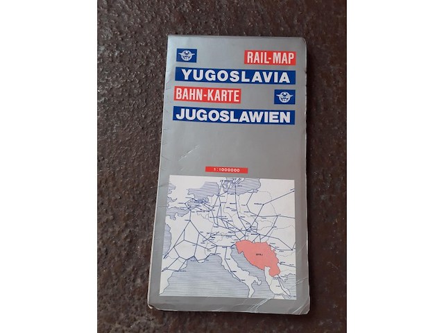 Zeleznicka karta Jugoslavije i Evrope iz 1988 godine