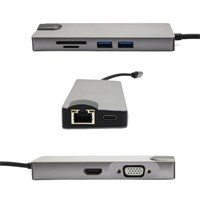 ADAPTER USB C 3.1 - HDMI/VGA/LAN/C/2xUSB3.0/SD/TF card reader