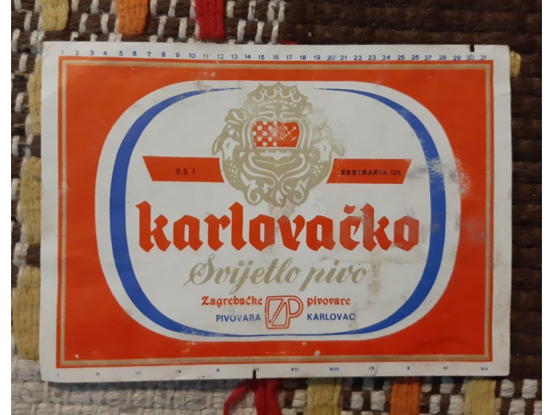 Etiketa - KARLOVAČKO svijetlo pivo