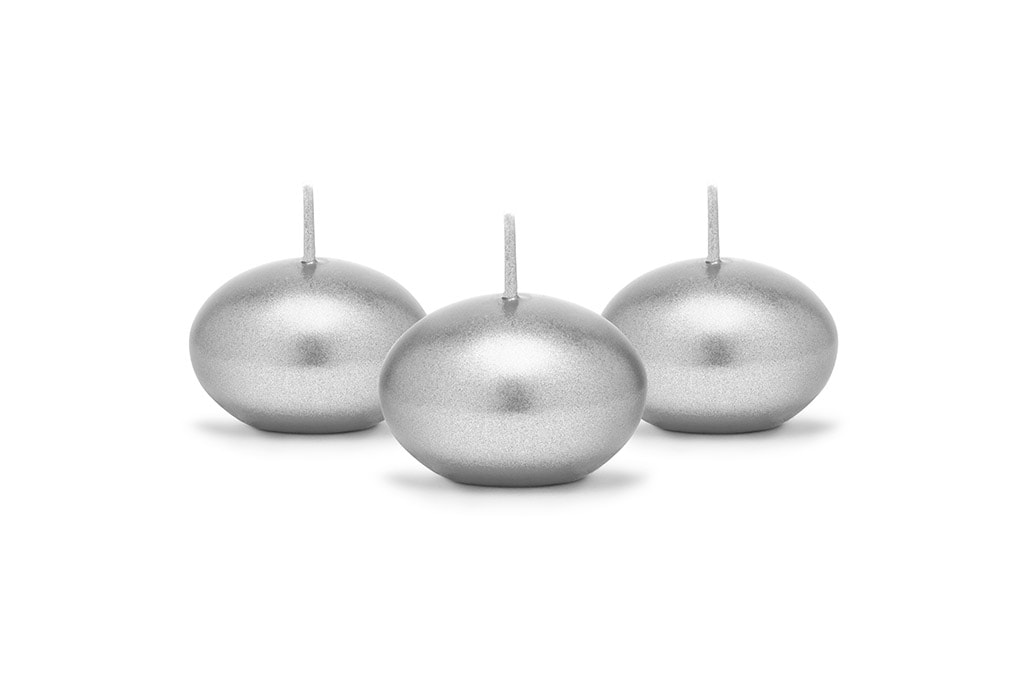 Plutajuće sveće Metalik srebrne – 3 kom