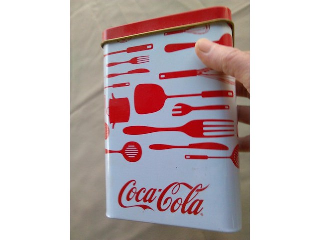 Metalna kutija Coca Cola, crveno bela limena kutija