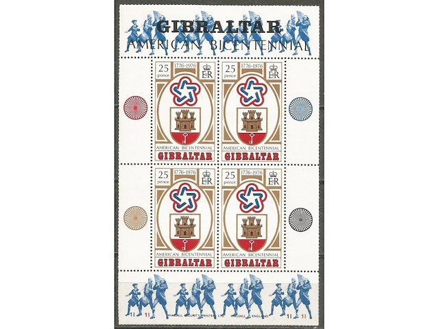 Gibraltar,200 god američke revolucije 1976,blok,čisto