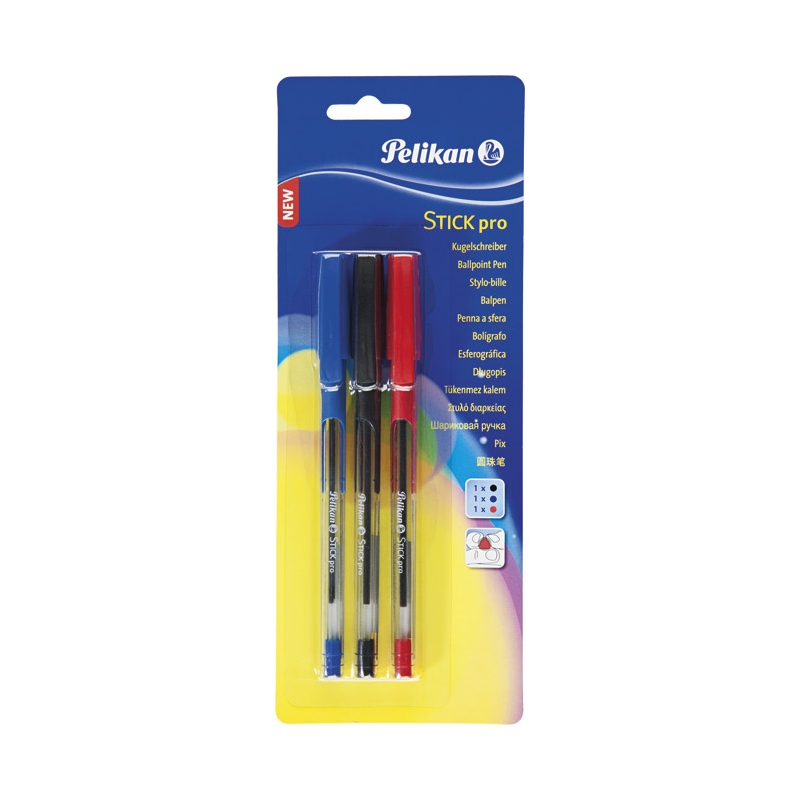 Olovka hemijska StickPro pk3 Pelikan 913053 sortirano blister