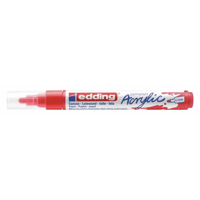 Akrilni marker E-5100 medium 2-3mm obli vrh Edding crvena