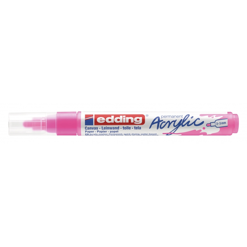 Akrilni marker E-5100 medium 2-3mm obli vrh Edding neon roze