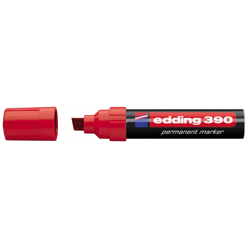 Marker permanent 390 4-12mm, deblji, kosi vrh Edding crvena