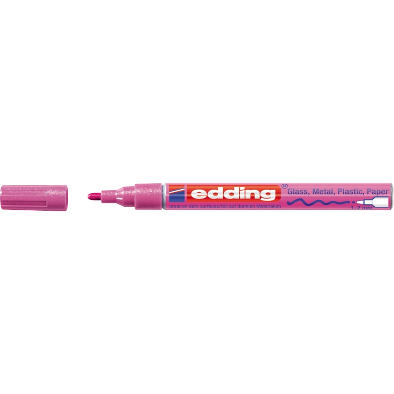 Paint marker E-751 1-2mm, metallic Edding roze