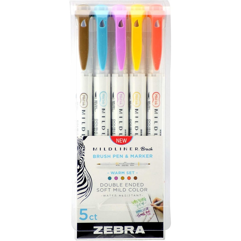 Text marker - signir Zebra Mildline Brush / warm colours Set 5 kom Wallet (dva vrha) 79305/045888793057