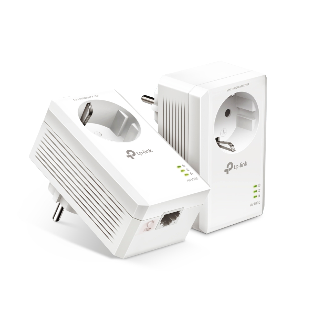 TP-Link TL-PA7017P KIT 1000Mbps AV1000 Powerline Adapter Kit (2 kom komplet) sa integrisanom šuko utičnicom za mrežu preko strujne instalacije, Gigabit LAN, plug&play instalacija, domet do 300m