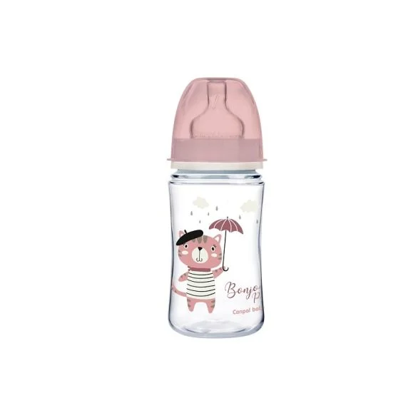 Canpol babies flašica 240ml široki vrat Pink