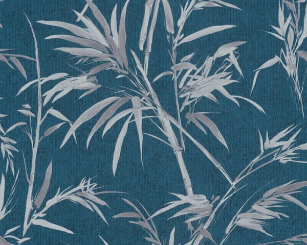 A.S. Création Wallpaper «Floral, Blue, Grey, Metallic, Silver» 373766