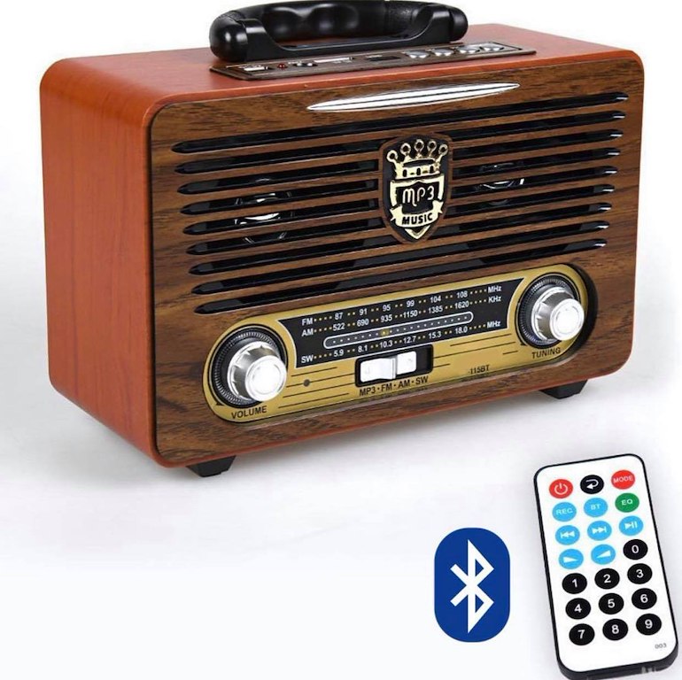 Bluetooth Zvučnik FM Radio + USB Retro NOVO