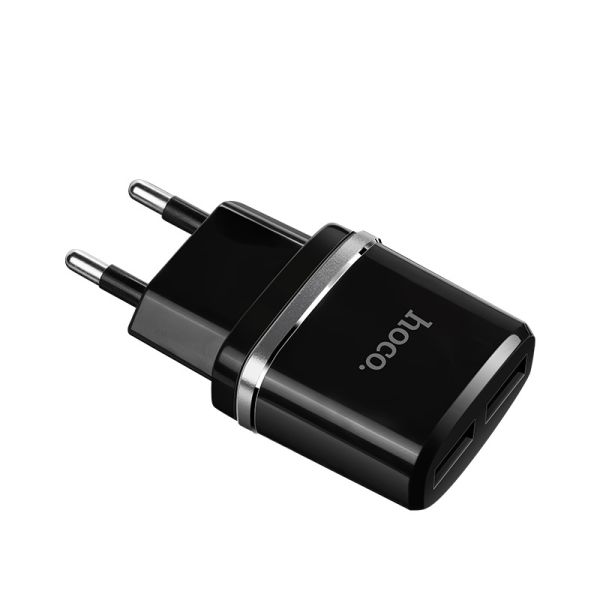 HOCO C12 SMART DUAL USB KUĆNI PUNJAČ 2,4A CRNI