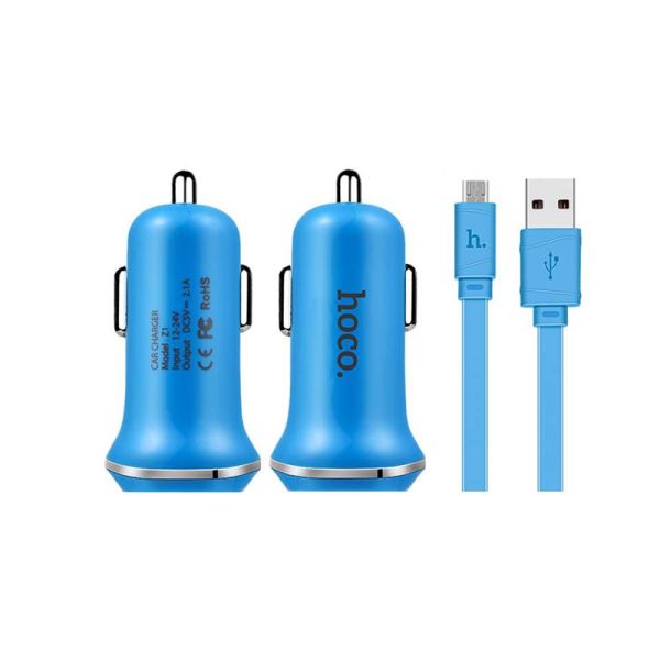 HOCO SET Z1 AUTO PUNJAČ I KABL MICRO USB PLAVI