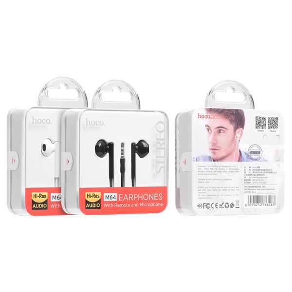 HOCO M64 MELODIOUS WIRE CONTROL EARPHONES WITH MIC