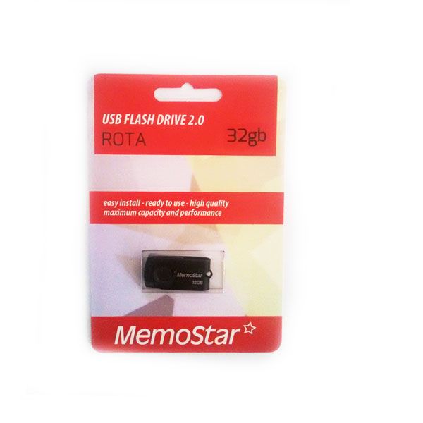 USB FLASH DISK MEMOSTAR ROTA 32GB, CRNI