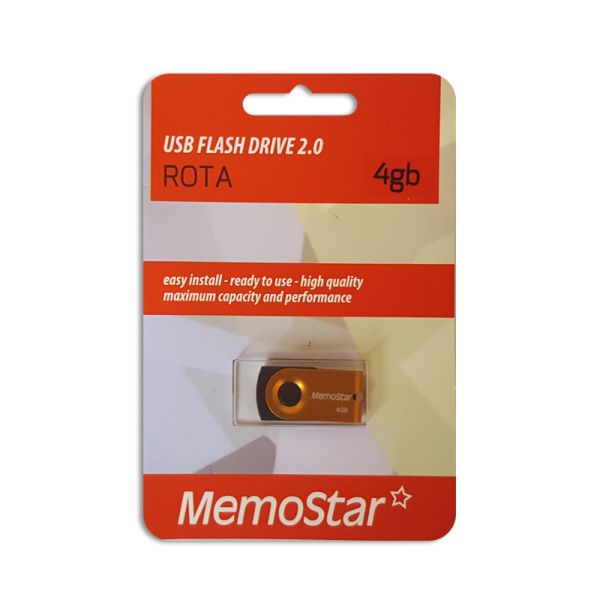 USB FLASH DISK MEMOSTAR ROTA 4GB, NARANDŽASTI