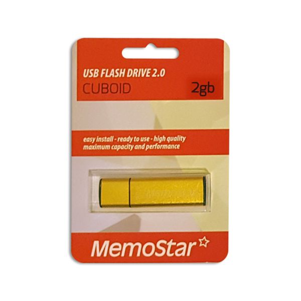 USB FLASH DISK MEMOSTAR CUBOID 2GB, ZLATNI