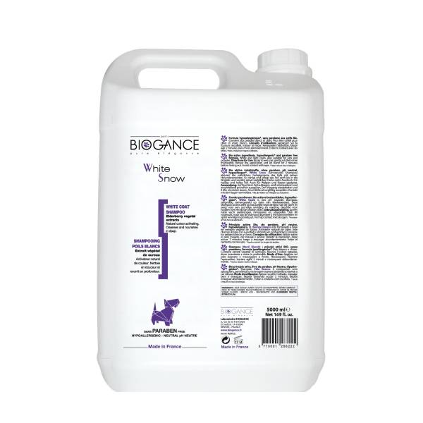 Biogance White Snow Shampoo, šampon za održavanje bele boje pasa i mačaka - 5l