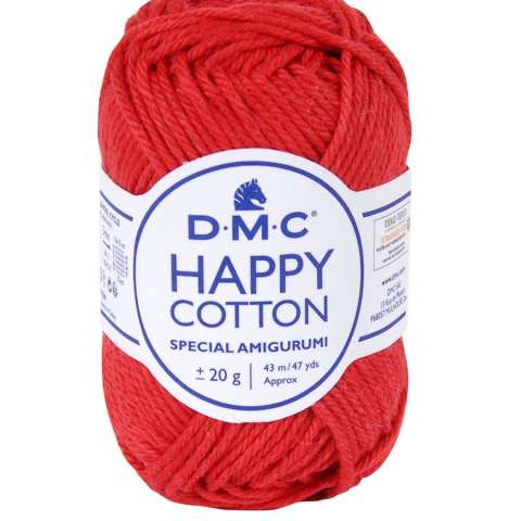 NATURA HAPPY COTTON - PAMUČNI KONAC ZA PLETENJE 20g, 43m, crvena boja