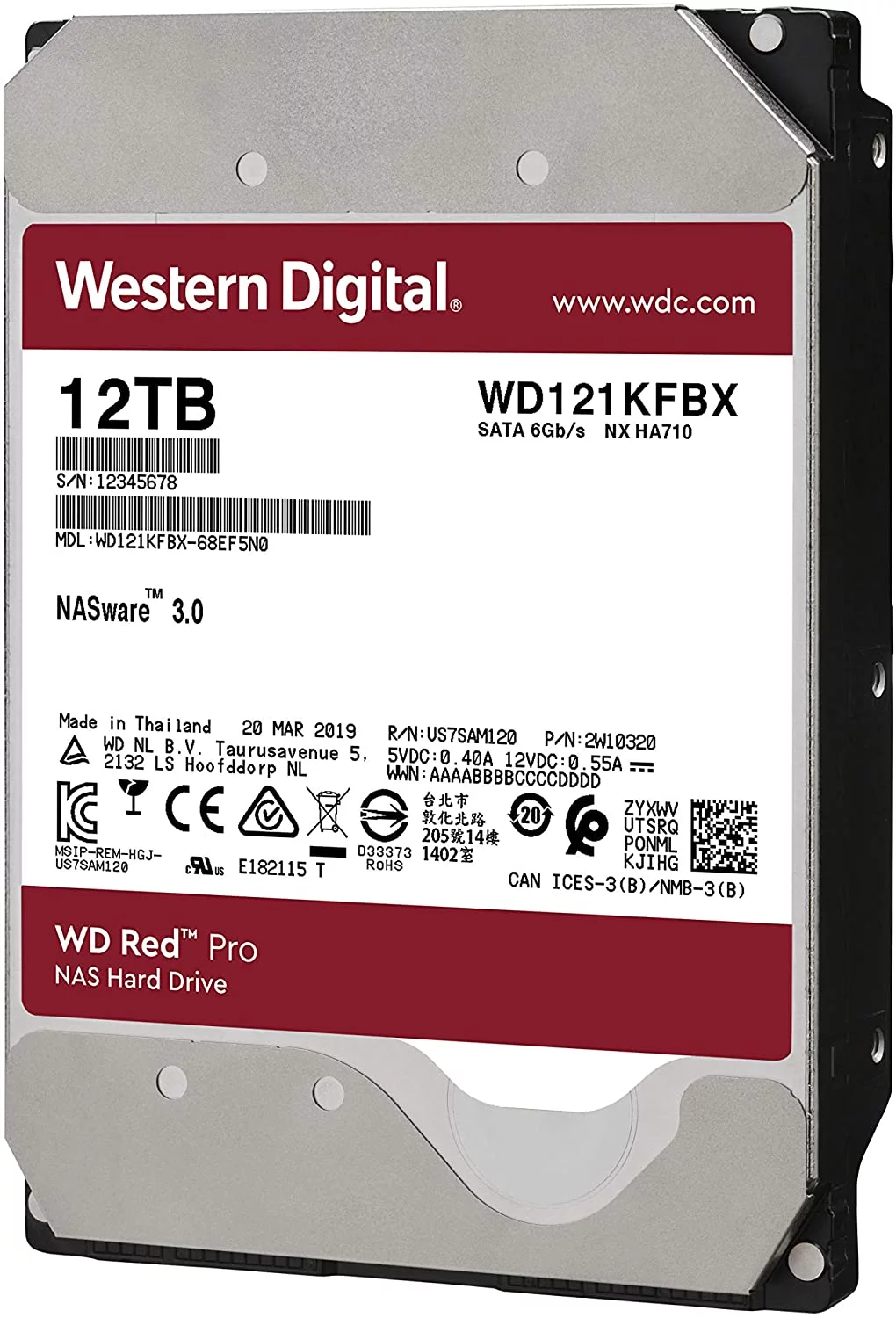 Western Digital HDD Red 12TB WD121KFBX