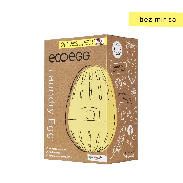 ECOEGG 2U1 EKO-DETERDŽENT I OMEKŠIVAČ ZA VEŠ, BEZ MIRISA-70 PRANJA