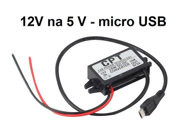 Inverter 12V na 5V DC - 3A sa micro USB izlazom