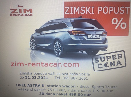 ZIM rent a car Beograd, najbolja zimska ponuda - paket cene za vikend, sedmodnevne i mesečne najmove automobila.