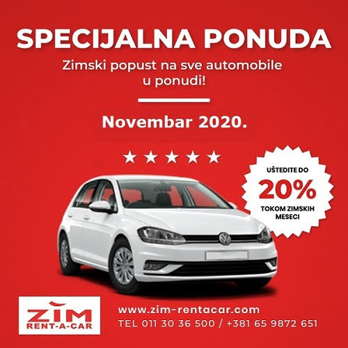 Rent a car Beograd ZIM, specijalna ponuda, zimske cene, neograničena Km, nizak depozit.