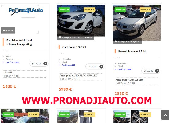 Besplatno oglašavanje vozila na portalu www.pronadjiauto.com