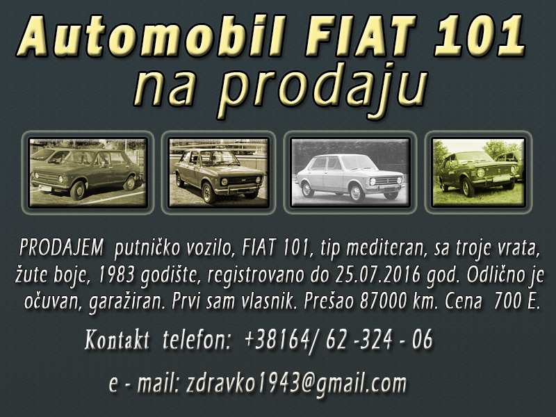 Automobil FIAT 101 na prodaju