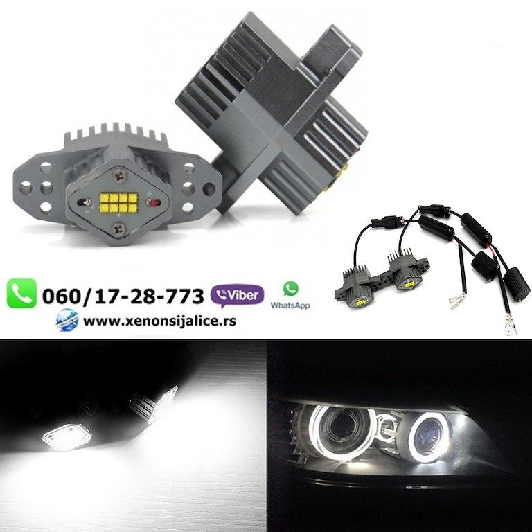 BMW ANGEL EYE LED SIJALICE ZA FABRICKE PRSTENOVE BELA BOJA 80W