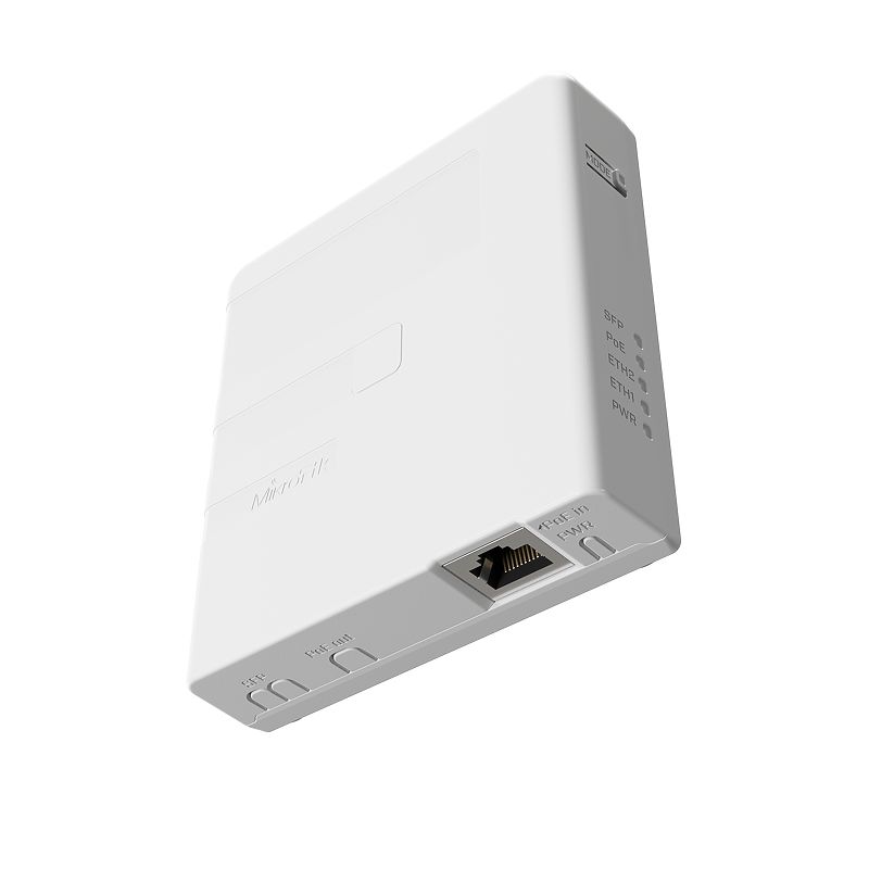 MikroTik smart PoE repeater, zidni, 2 x 10/100/1000Mbps LAN porta + SFP slot, PoE in 802.3af/at, Passive PoE out do 57V (GPEN21)