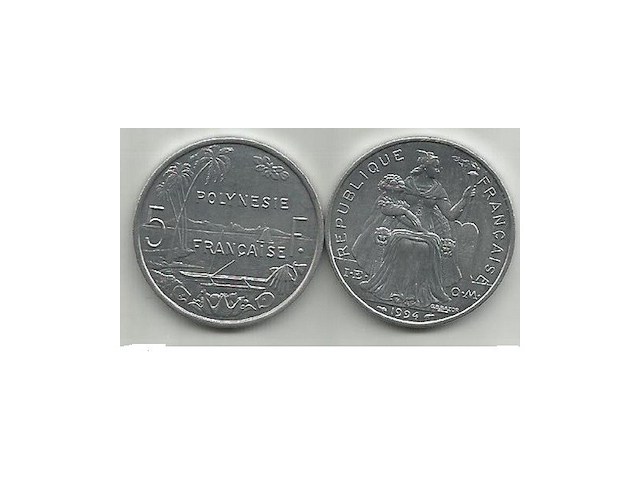 Francuska Polinezija 5 franaka 1994. UNC