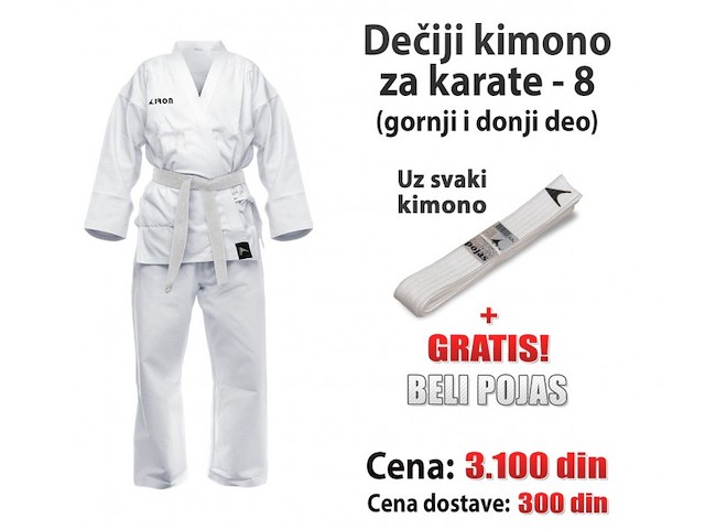 Kimona / kimono za karate dečiji br. 8 +beli pojas