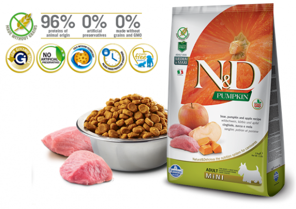 N&D Suva hrana Pumpkin Mini Boar&Apple 2,5 kg