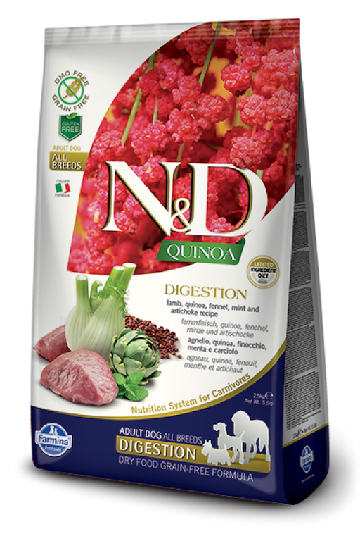 N&D Suva hrana Quinoa Digestion Lamb, Fennel, Mint-Artichoke 2,5 kg