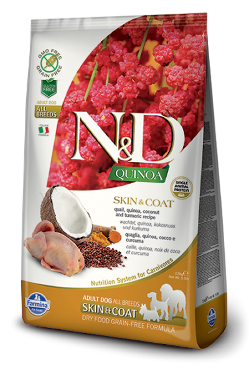 N&D Suva hrana Quinoa Skin&Coat Quail, Coconut-Curcuma 2,5 kg