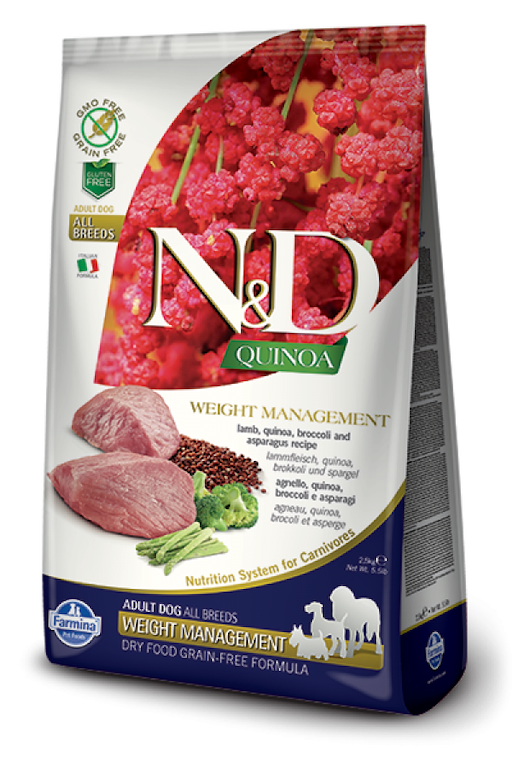 N&D Suva hrana Quinoa Weight Management Lamb, Broccoli-Asparagus 2,5 kg