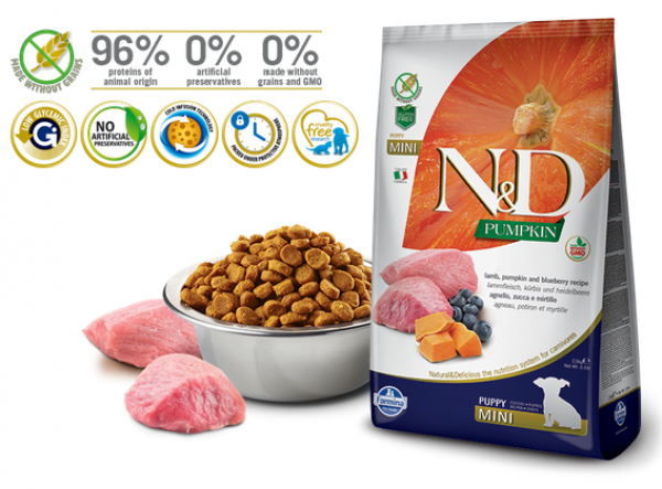 N&D Suva hrana Pumpkin Puppy Mini Lamb&Blueberry 7 kg