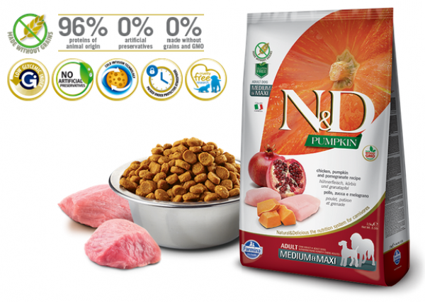 N&D Suva hrana Pumpkin Medium&Maxi Adult Chicken&Pomegranate 12 kg