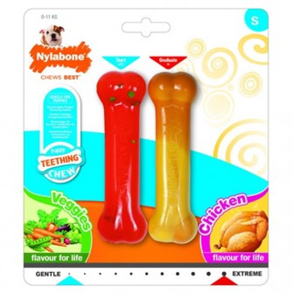 Nylabone Teething Chew Igračka za žvakanje za štence ukus piletine i povrća S