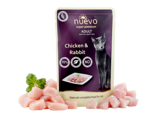 Nuevo SOS Vlažna hrana za mačku piletina i zečetina 85g