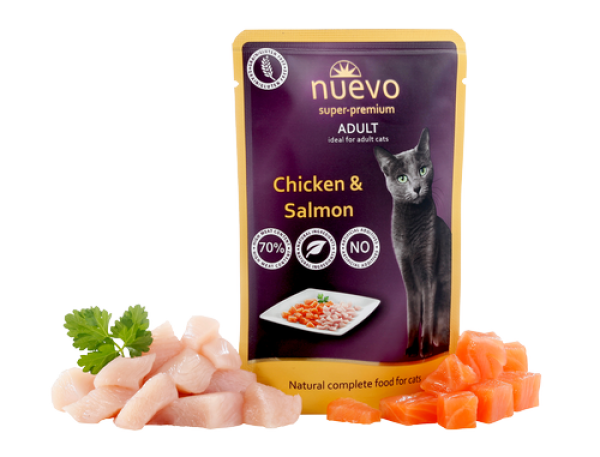 Nuevo SOS Vlažna hrana za mačku piletina i losos 85g